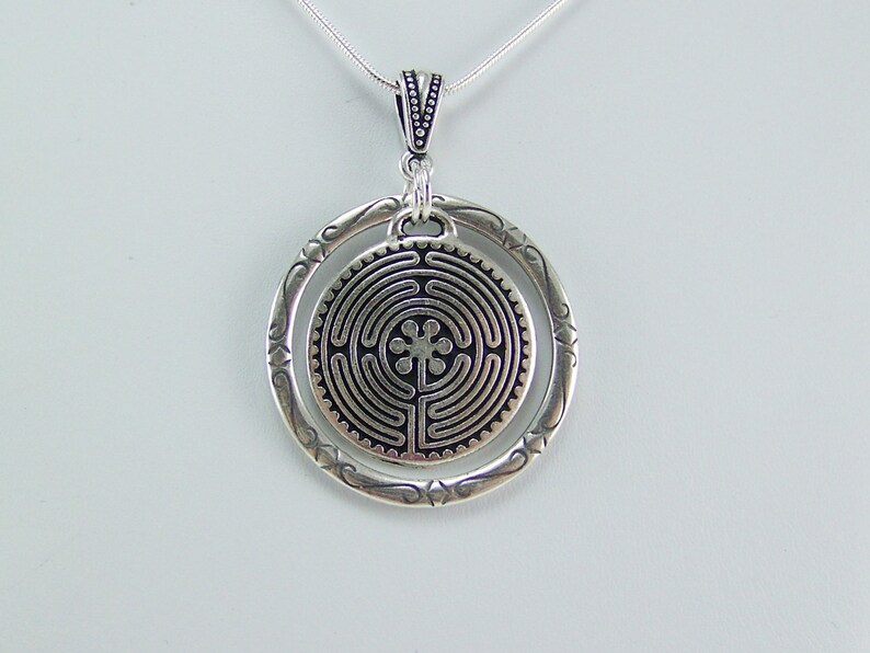 Labyrinth Necklace Circle of Life Necklace Ancient Necklace | Etsy