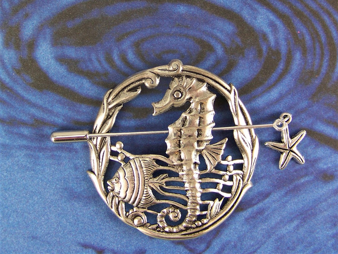Seahorse Pin, Shawl Pin, Scarf Pin, Sweater Pin, Sea Life Pin, Sarong ...