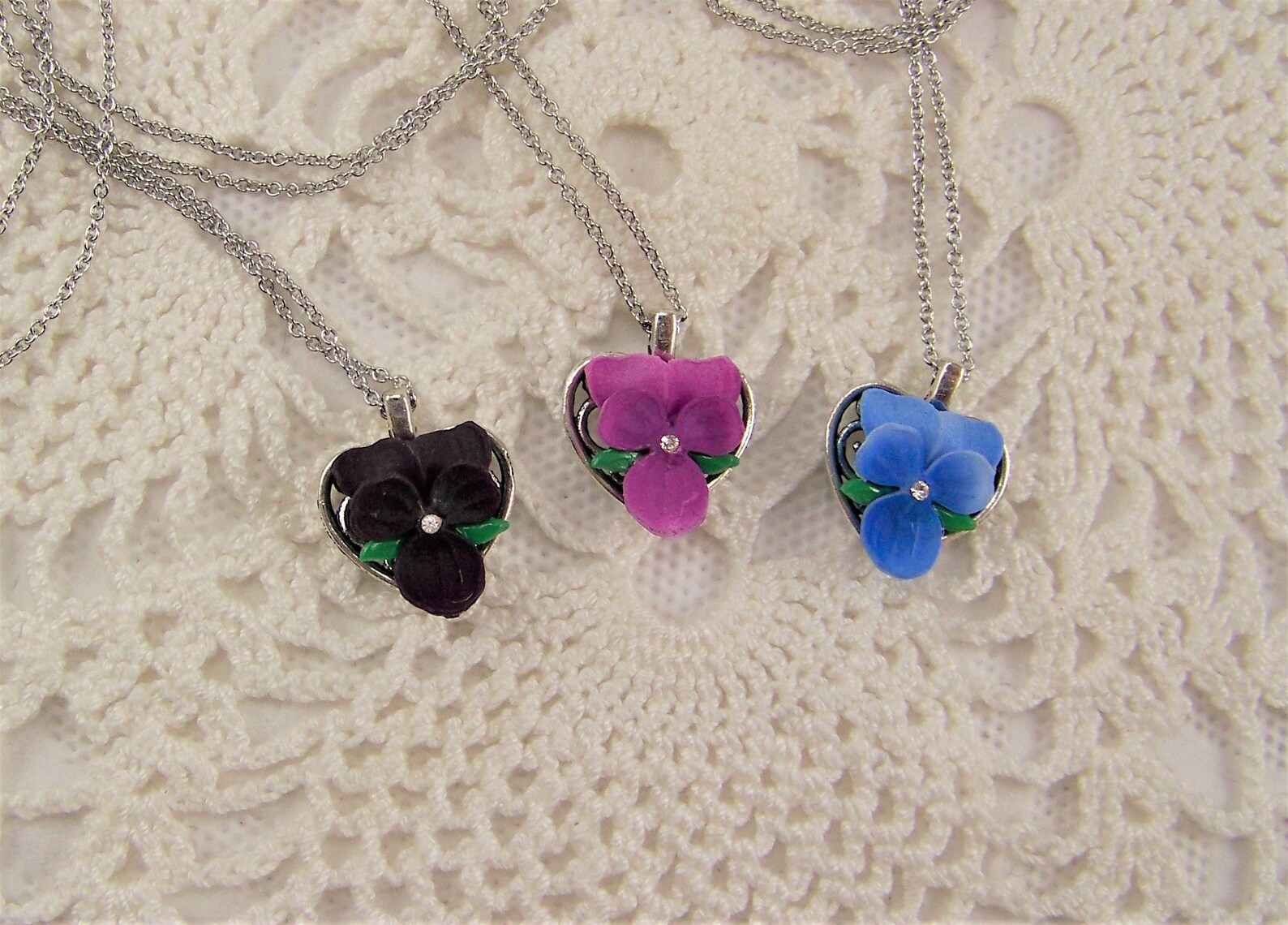 Purple Violet Necklace Violet Necklace Heart Necklace - Etsy