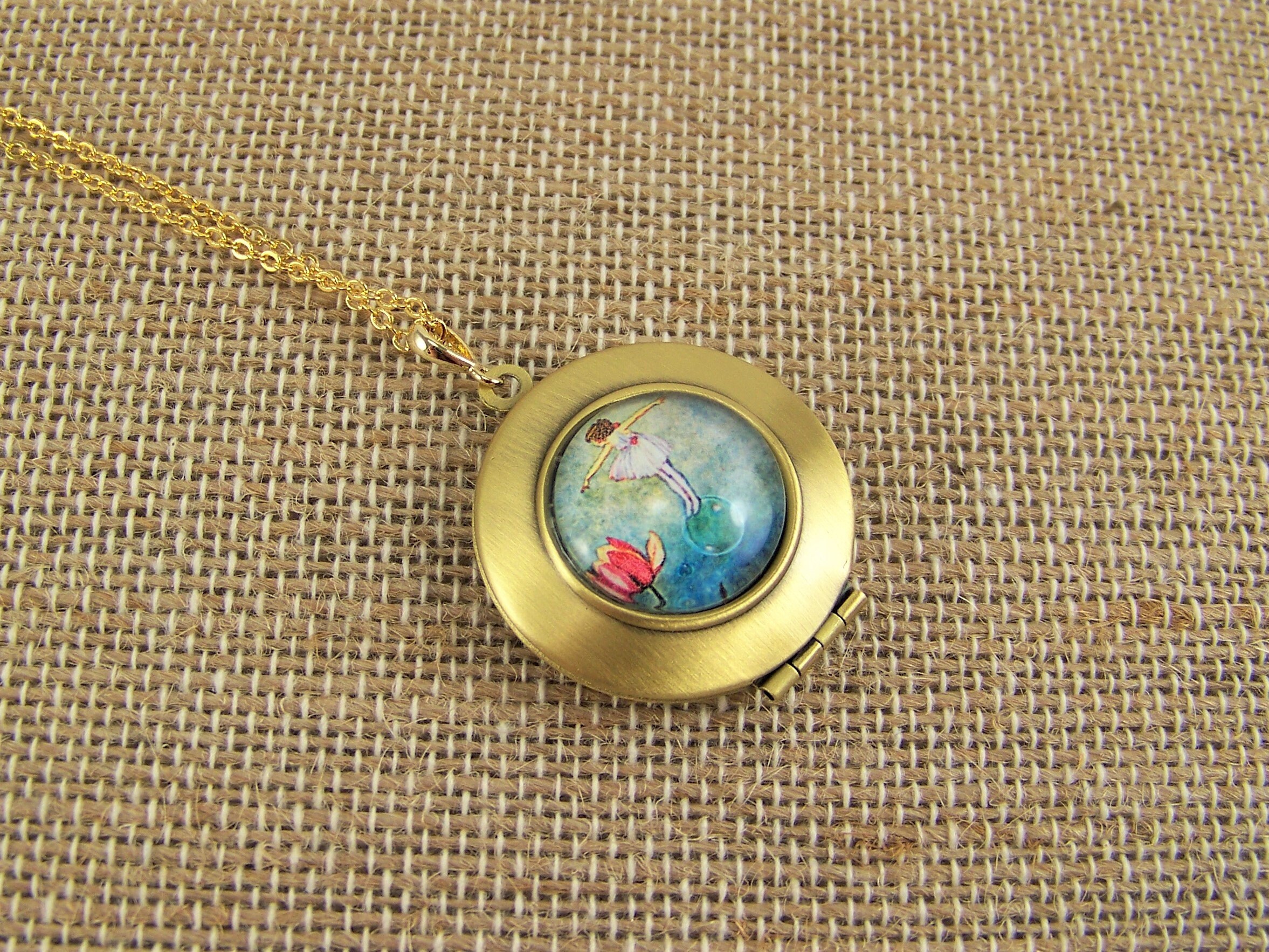 Ballerina Locket Fairy Locket Fairy Garden Locket Girl on a | Etsy