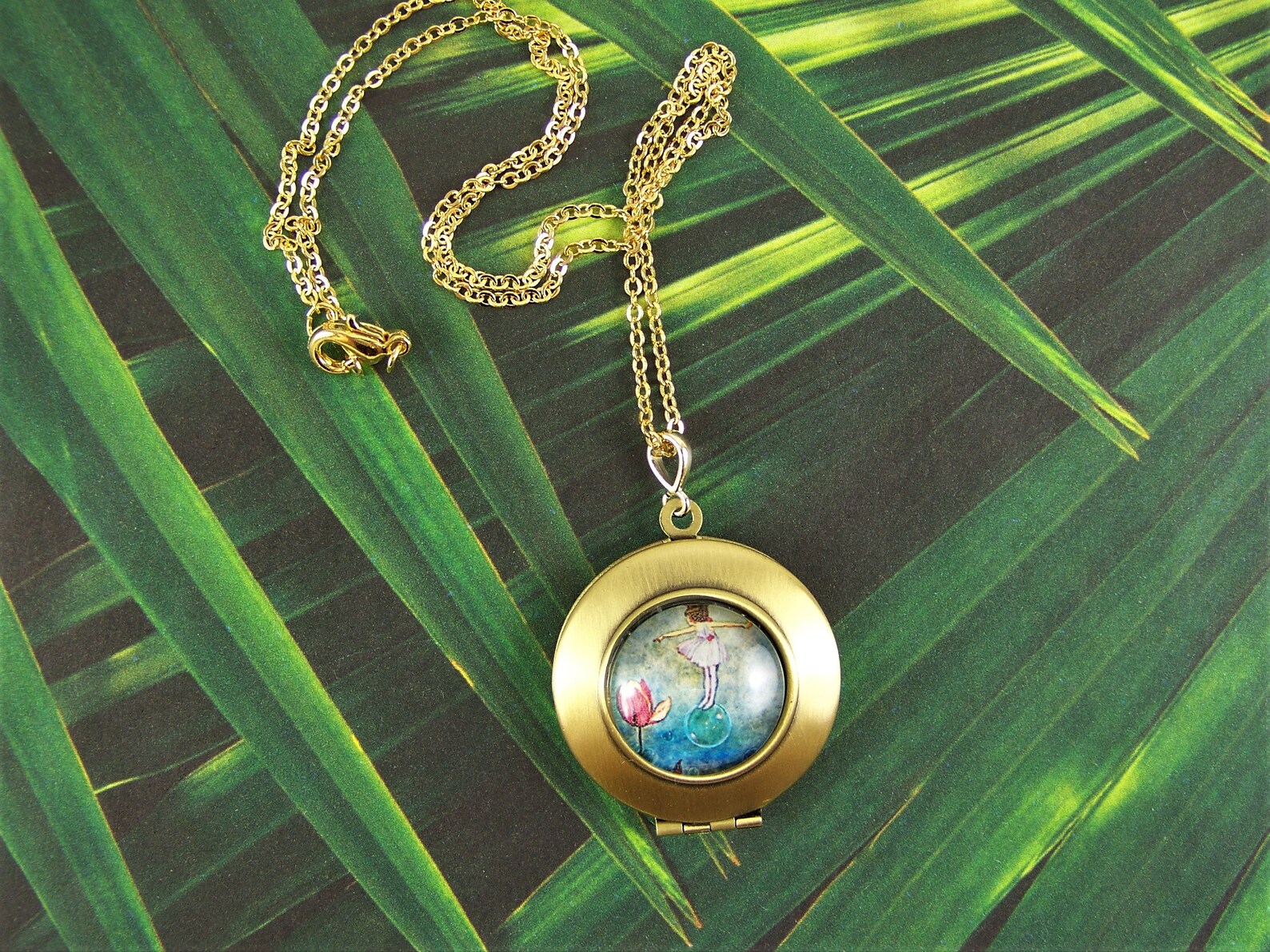 Ballerina Locket Fairy Locket Fairy Garden Locket Girl on a | Etsy