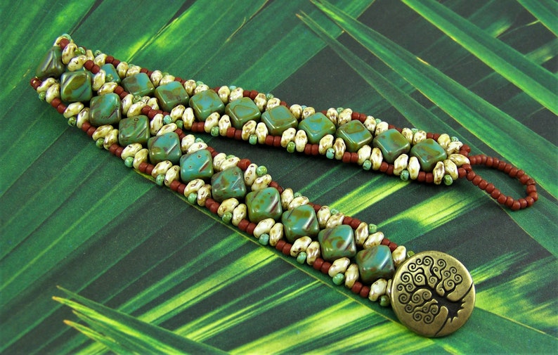 Turquoise Bracelet Matubo MiniDuo Bead Bracelet Hand | Etsy