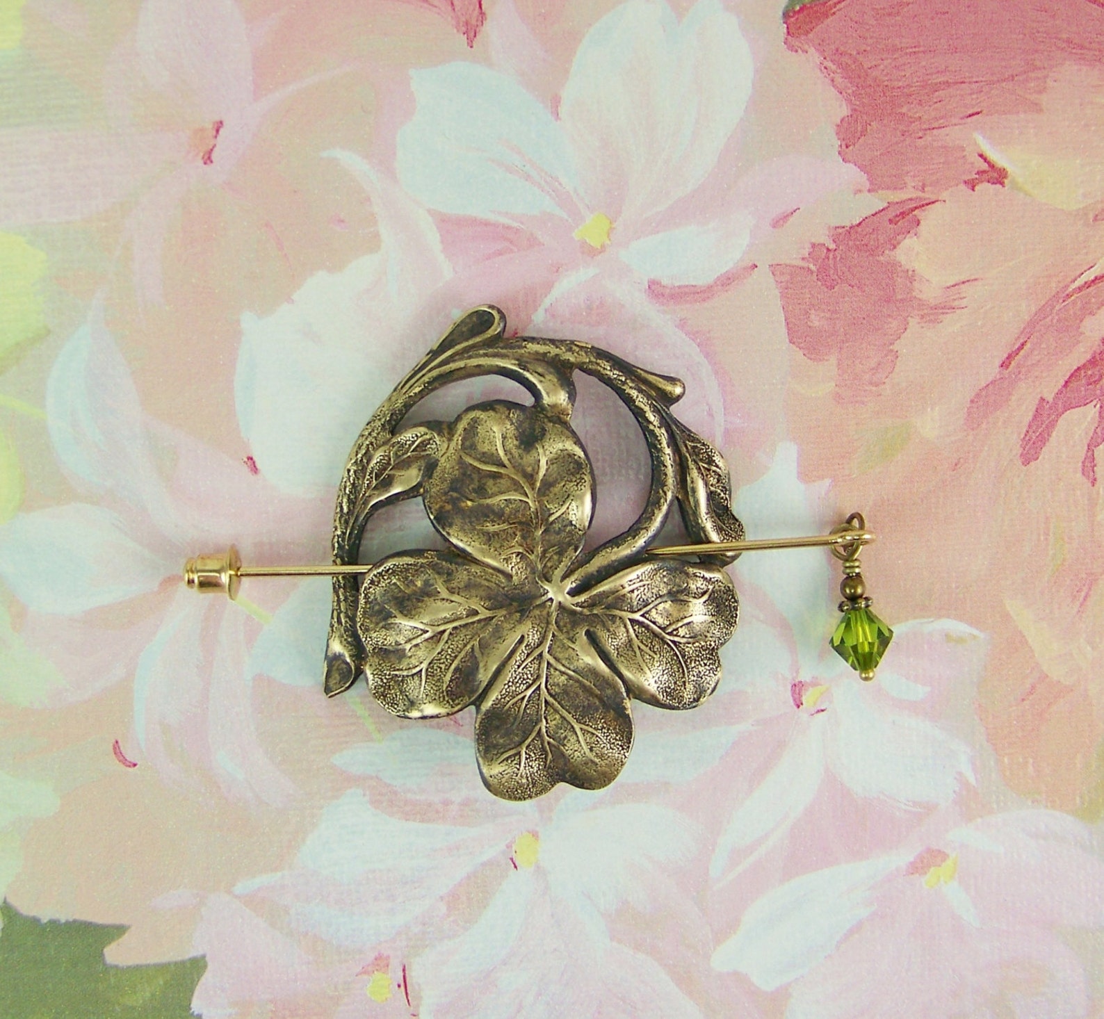 Shamrock Shawl Pin Clover Pin Irish Pin Sweater Pin Scarf - Etsy