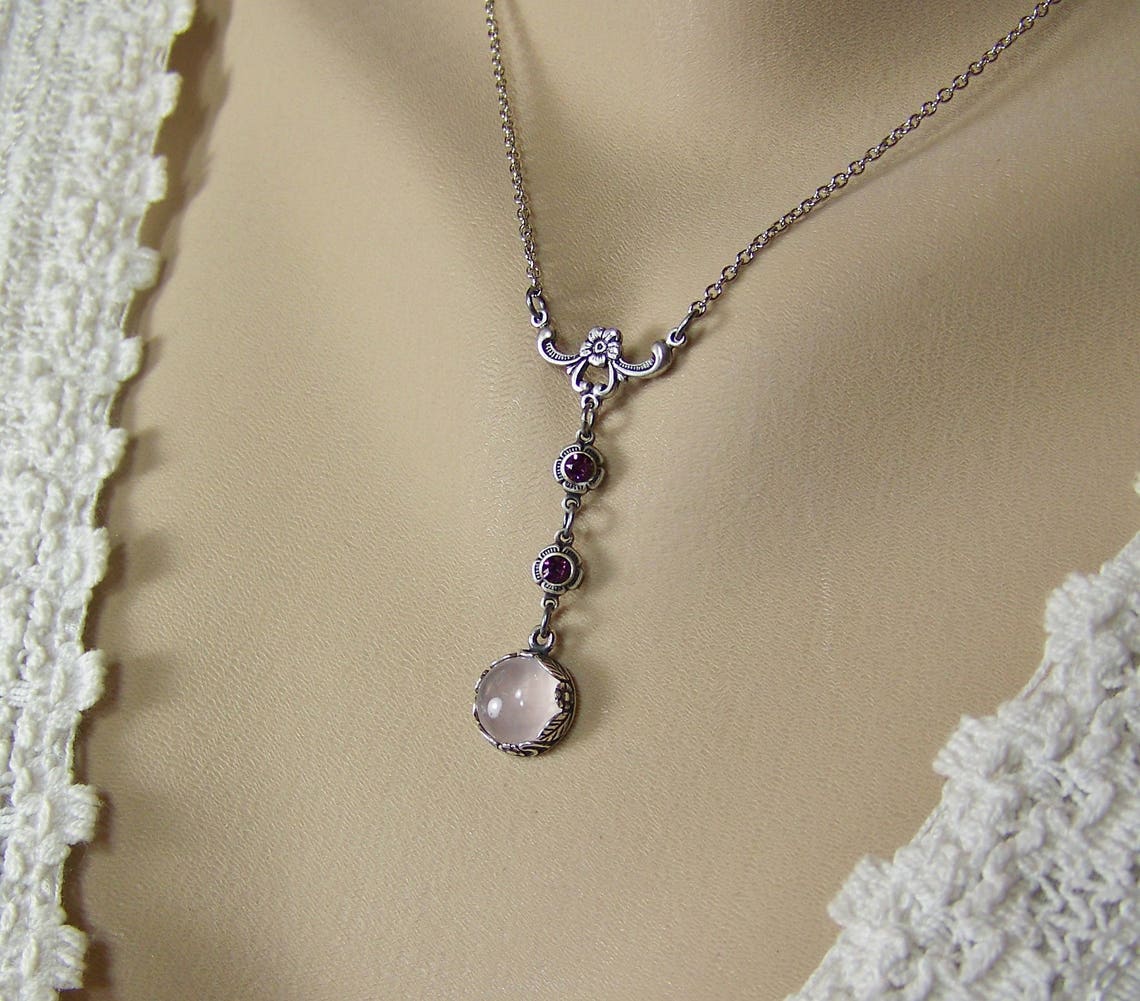 Rose Quartz Necklace Pink Quartz Necklace t | Etsy