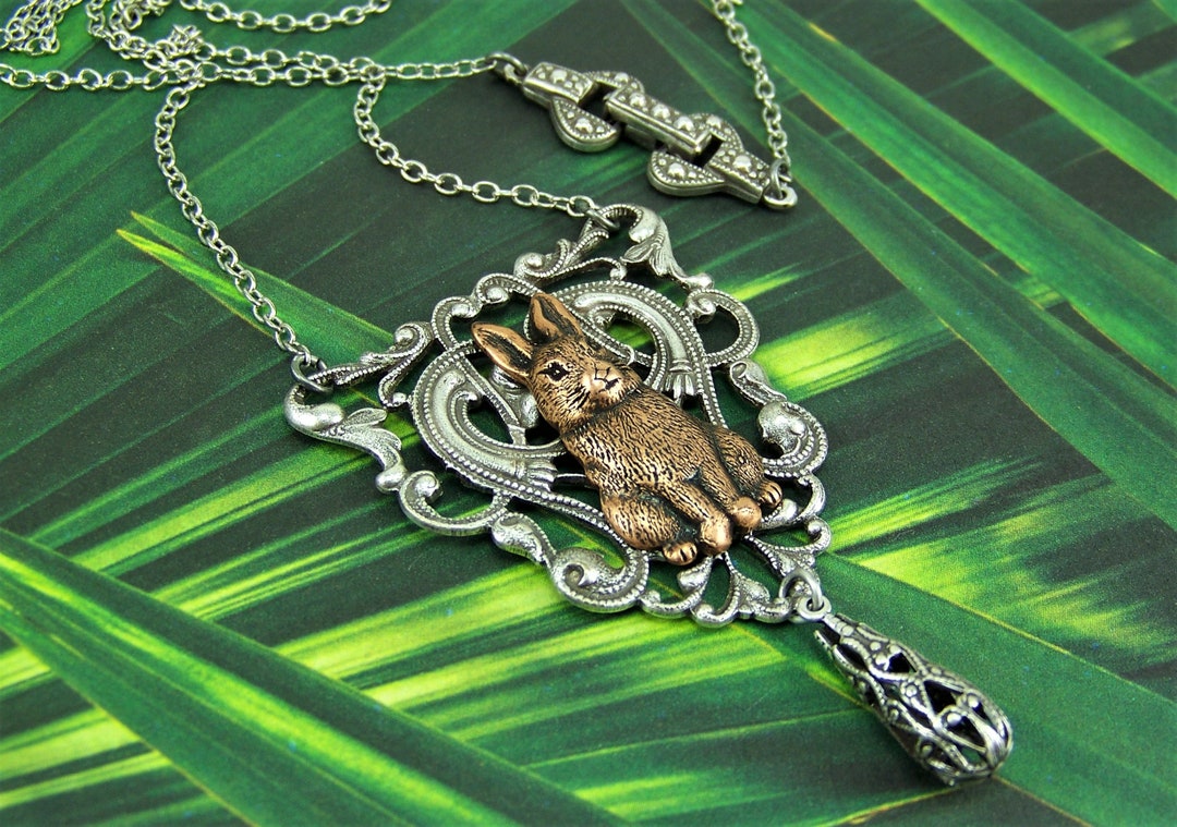 Rabbit Necklace, Bunny Necklace, Filigree Necklace, Peter Rabbit, Peter ...