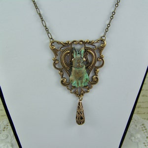 Rabbit Necklace, Bunny Necklace, Verdigris Rabbit, Filigree Necklace ...
