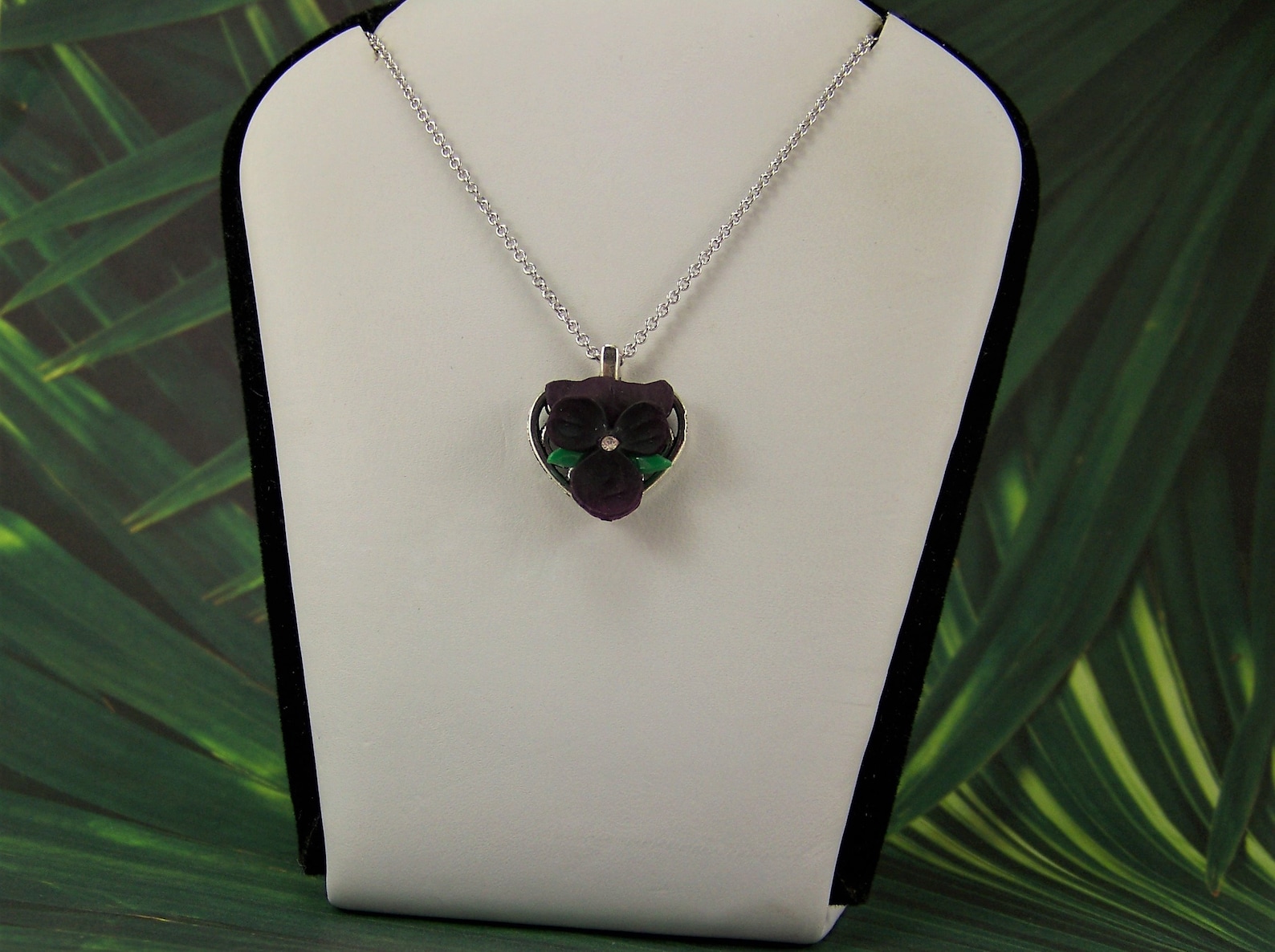 Purple Violet Necklace Violet Necklace Heart Necklace - Etsy