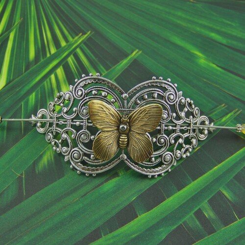 Butterfly Shawl Pin Bronze Filigree Pin Scarf Pin Sweater | Etsy