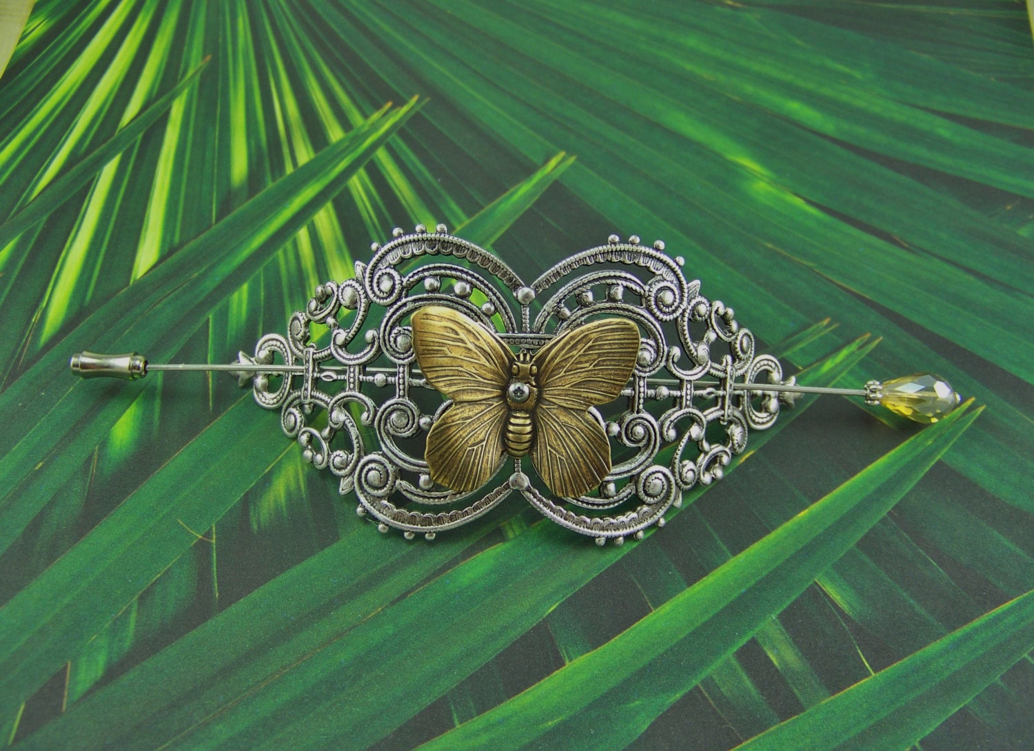 Butterfly Shawl Pin Silver Filigree Shawl Pin Scarf Pin | Etsy