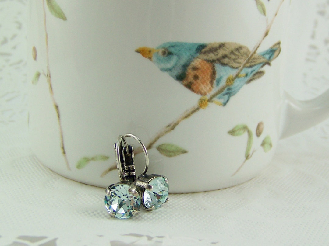 Azore Crystal Earrings, Cup Set Earrings, Azore Crystal, Aquamarine ...