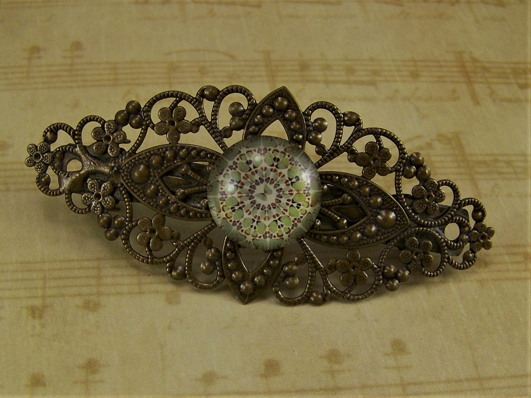 Barrette Bronze Filigree Barrette Butterfly Barrette French - Etsy