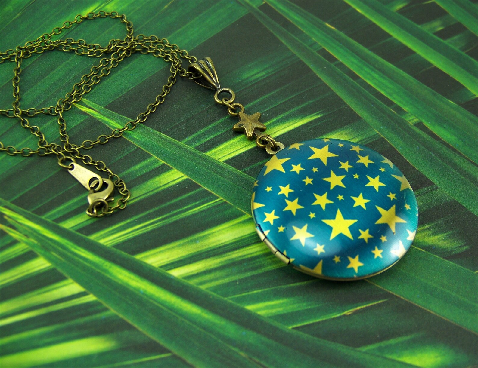 Star Locket Blue Sky Locket Celestial Locket Night Sky | Etsy