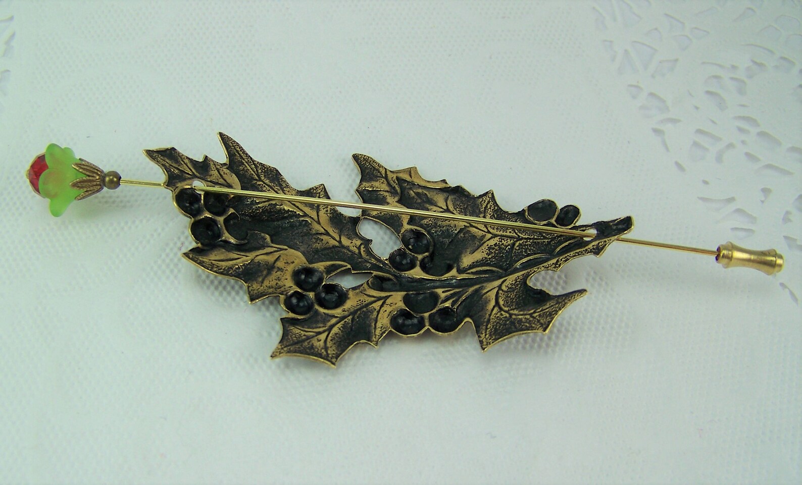 Holly Leaf Pin Holly Sprig Holly Pin Shawl Pin Scarf Pin - Etsy