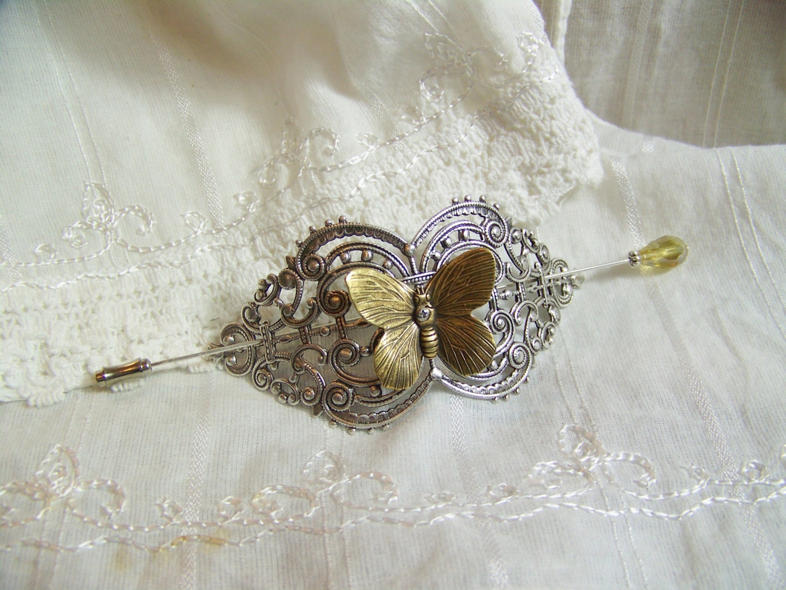 Butterfly Shawl Pin Silver Filigree Shawl Pin Scarf Pin - Etsy