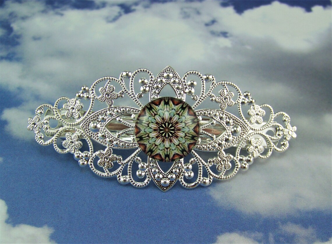 Hair Barrette, Filigree Barrette, Silver Barrette, Hair Clasp, French ...