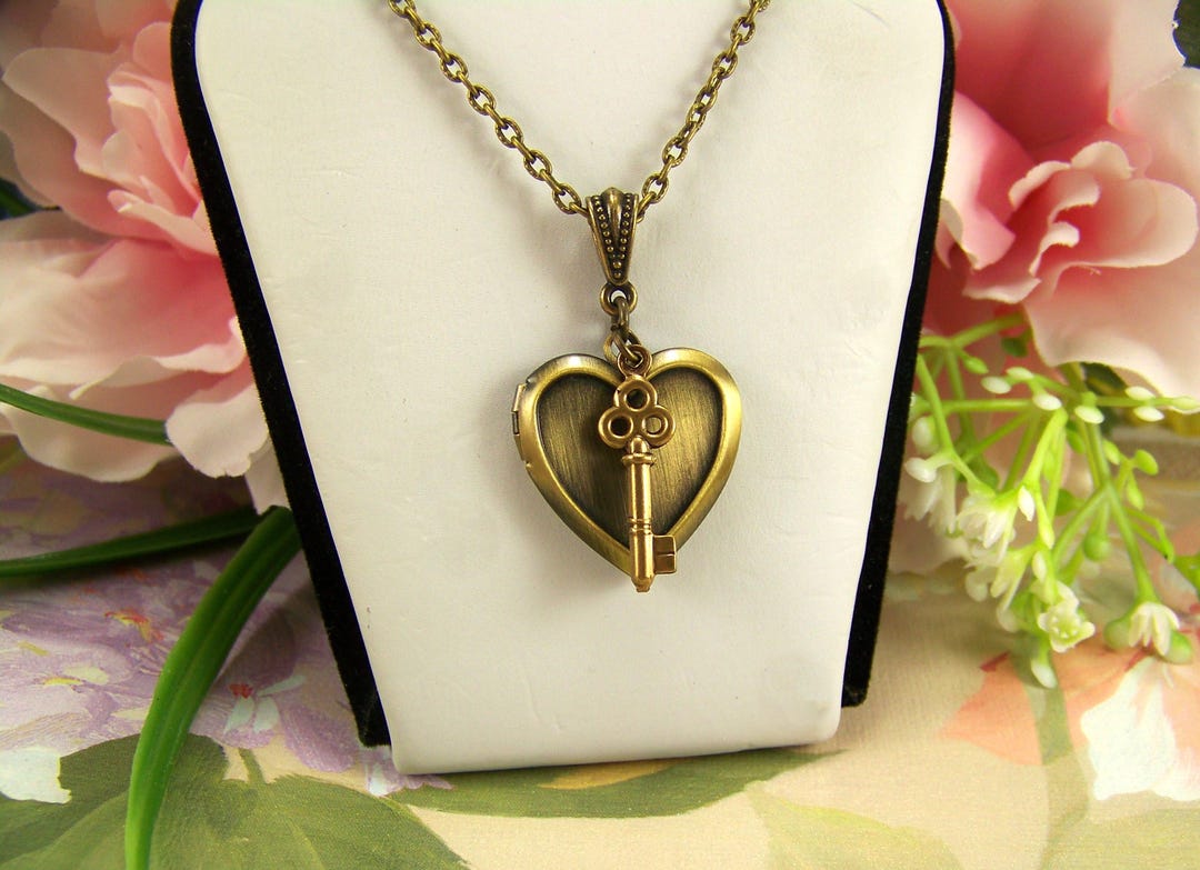 Heart Locket, Key to My Heart Locket, Key Charm, Sweetheart Locket ...