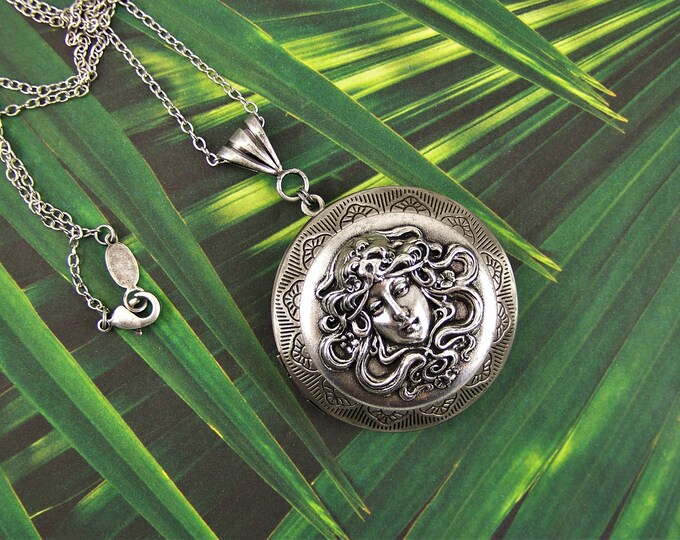 Victorian Locket, Repoussage Maiden Cameo Locket, Medusa Locket, Fairy ...