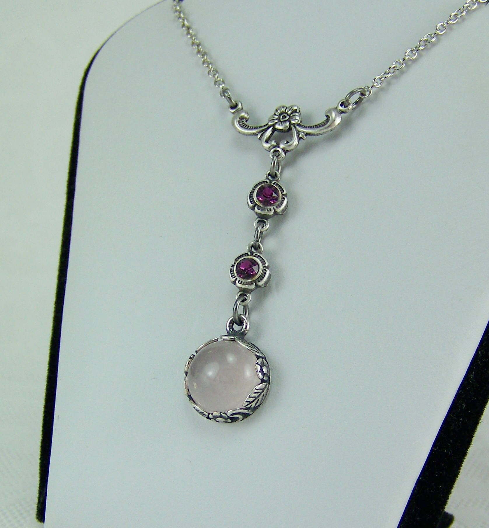 Rose Quartz Necklace Pink Quartz Necklace t | Etsy