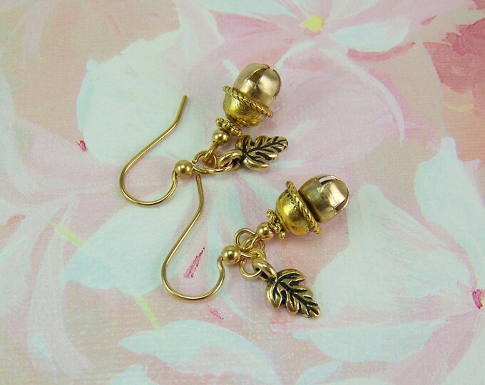Acorn Earrings, Jingle Bell Earrings, Gold Acorn Earrings, Belgariad ...