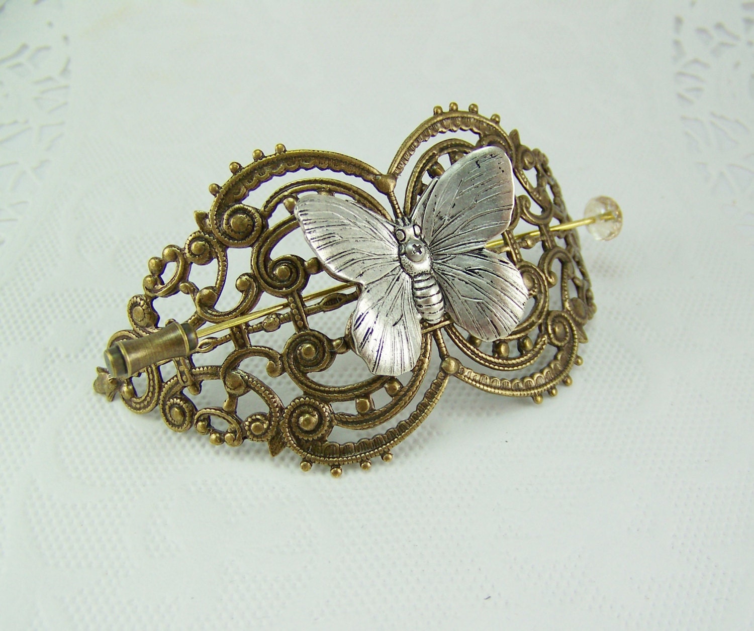 Butterfly Shawl Pin, Bronze Filigree Pin, Scarf Pin, Sweater Pin ...