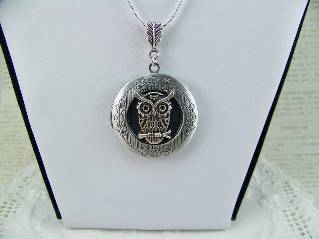 Owl Locket, Silver Owl, Keepsake Locket, Picture Locket, Woodland ...