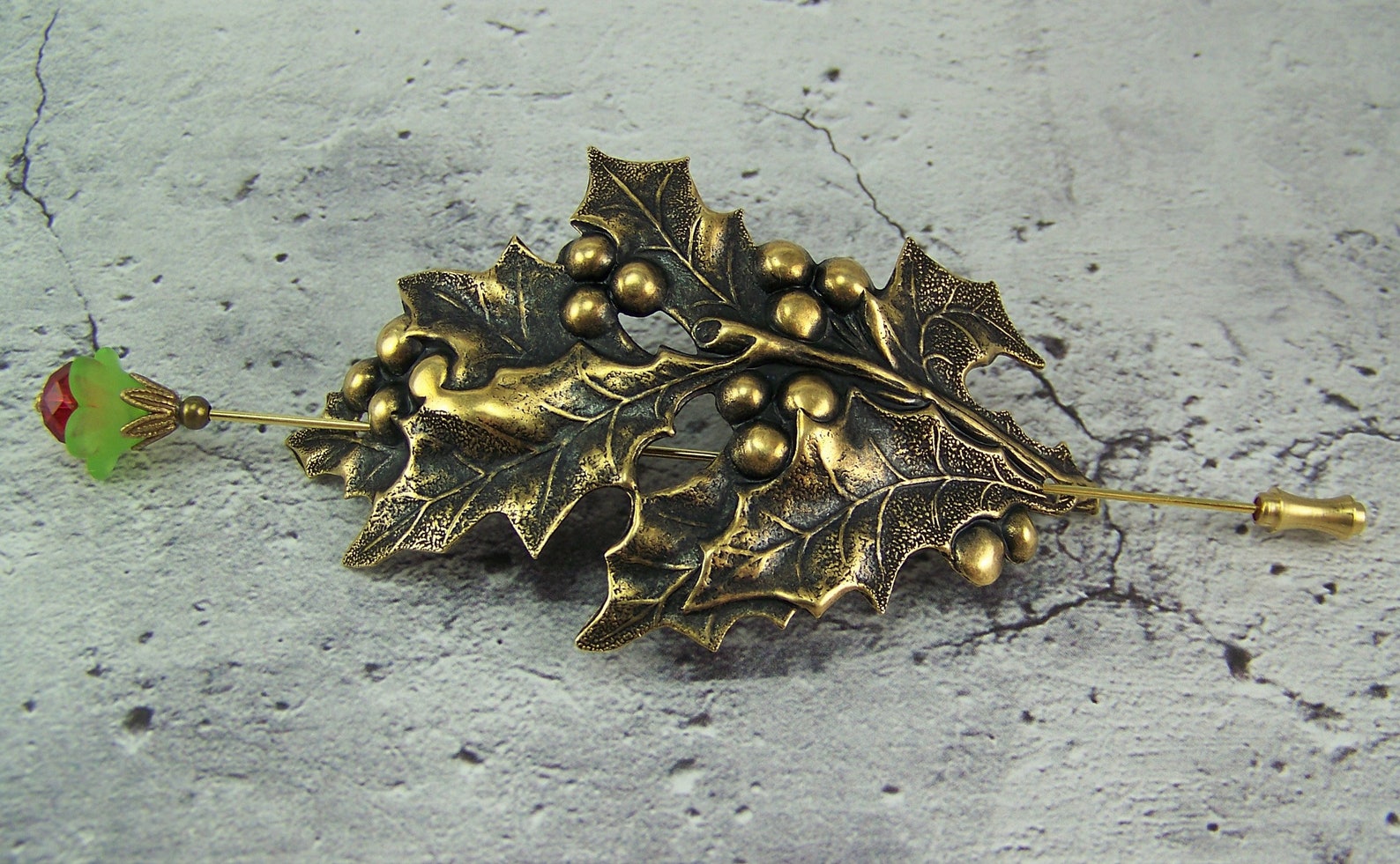 Holly Leaf Pin Holly Sprig Holly Pin Shawl Pin Scarf Pin - Etsy