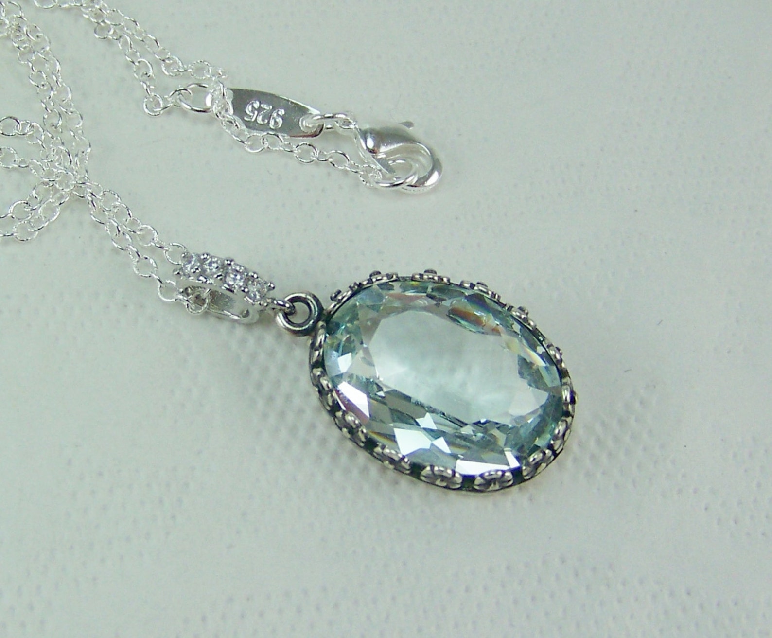 Azure Blue Necklace, Aquamarine Crystal Necklace, Crystal Azore Crystal ...