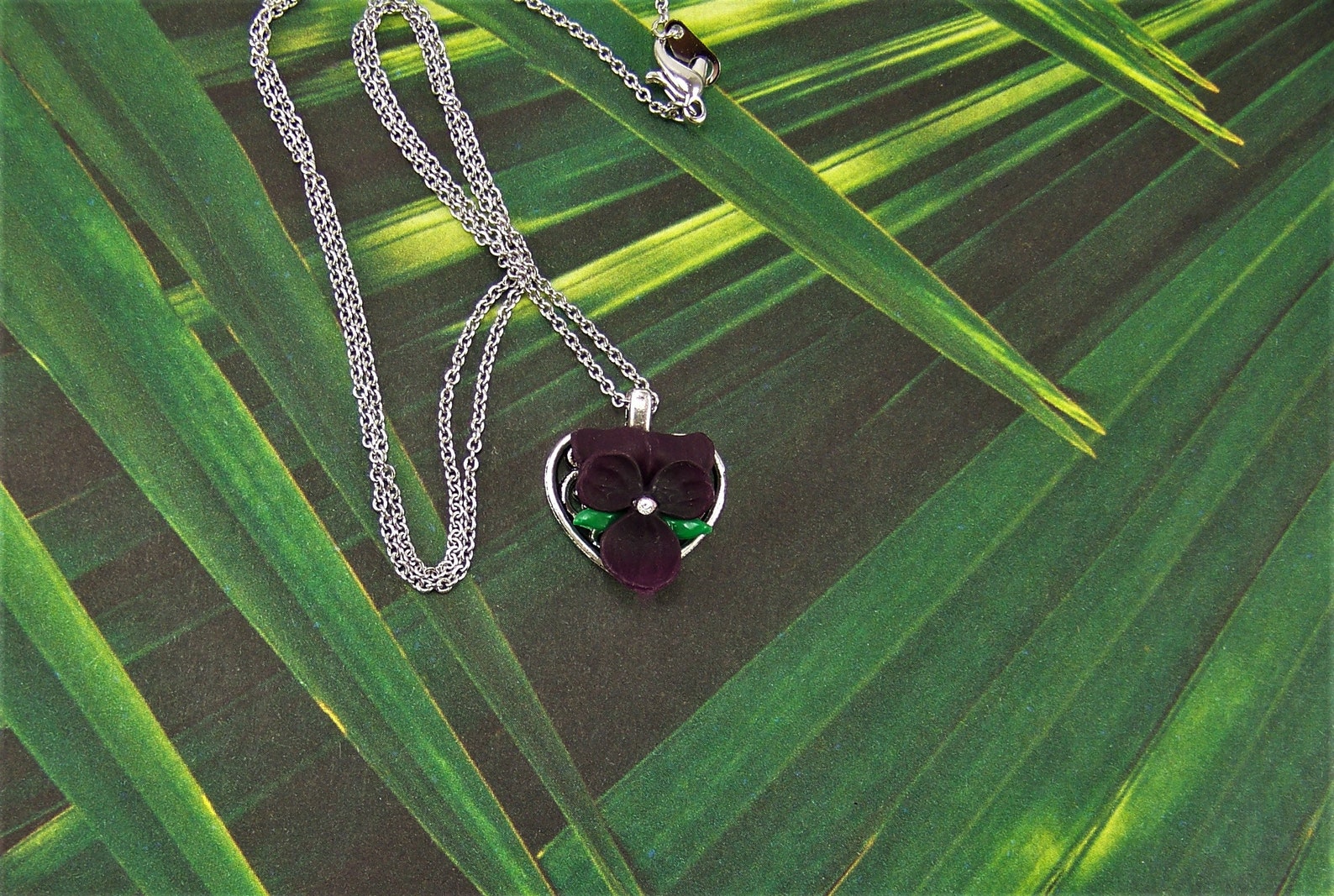 Purple Violet Necklace Violet Necklace Heart Necklace - Etsy