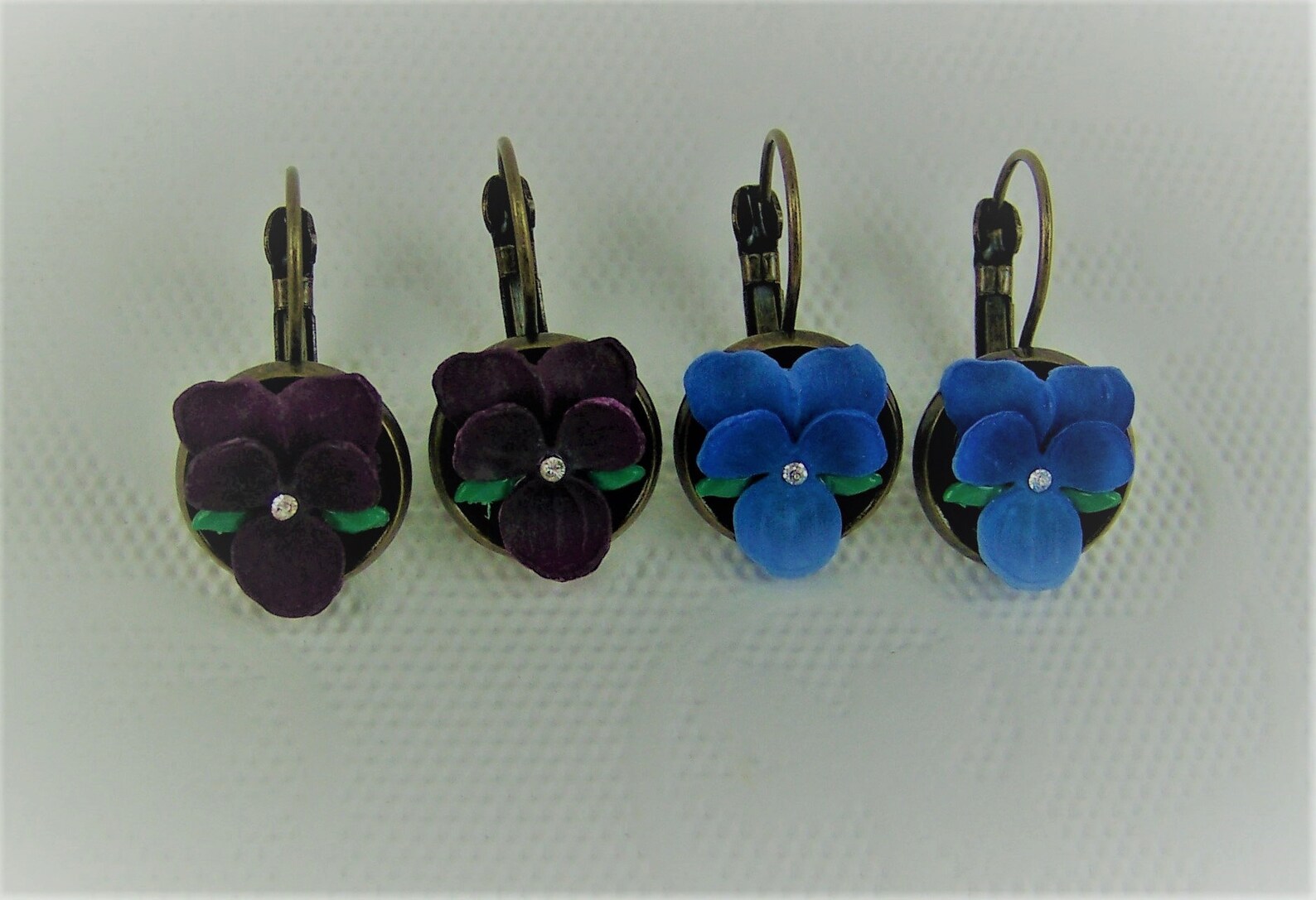 Violet Flower Earrings Deep Purple Violets Violet Earrings | Etsy