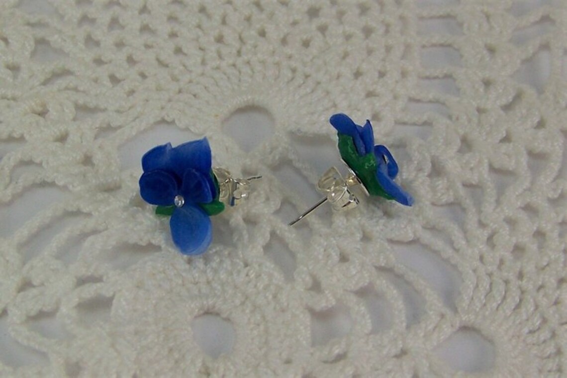 Violet Flower Earrings Deep Purple Violets Violet Earrings | Etsy