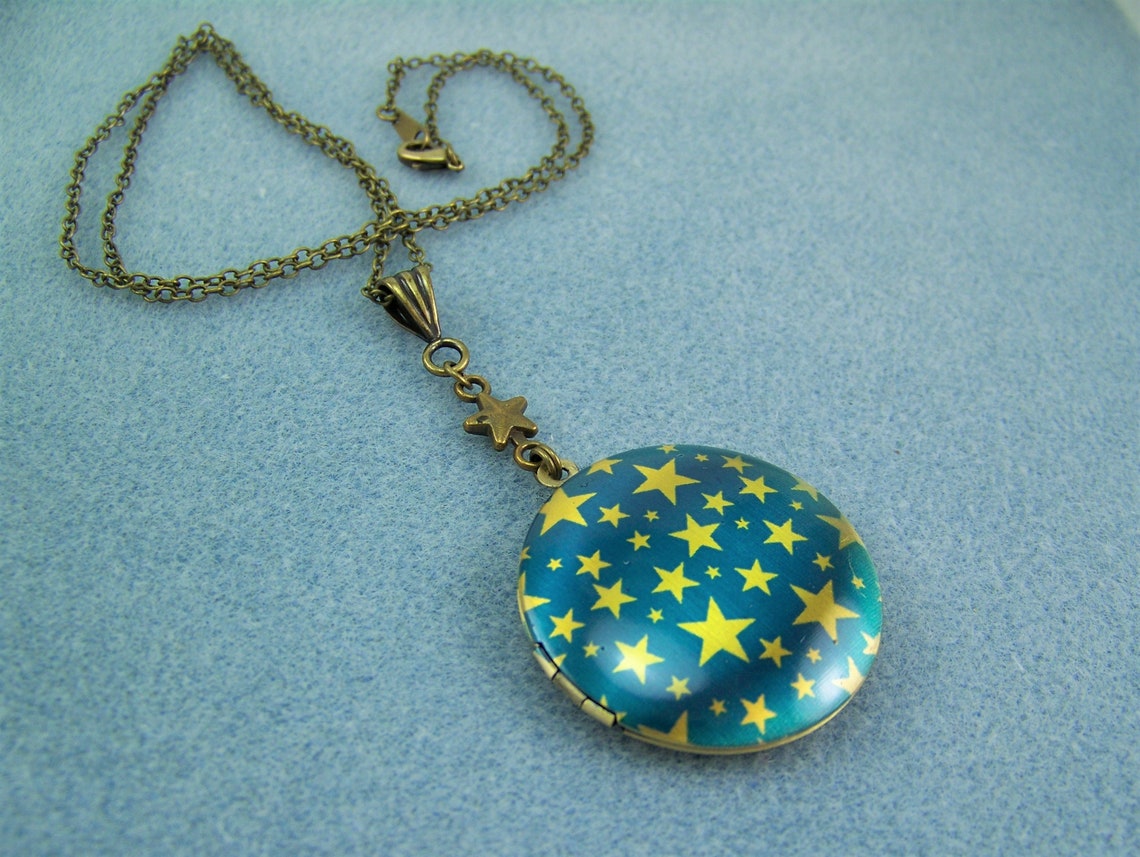 Star Locket Blue Sky Locket Celestial Locket Night Sky - Etsy