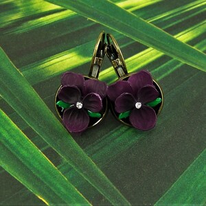 Violet Flower Earrings, Deep Purple Violets, Violet Earrings, Mother's ...