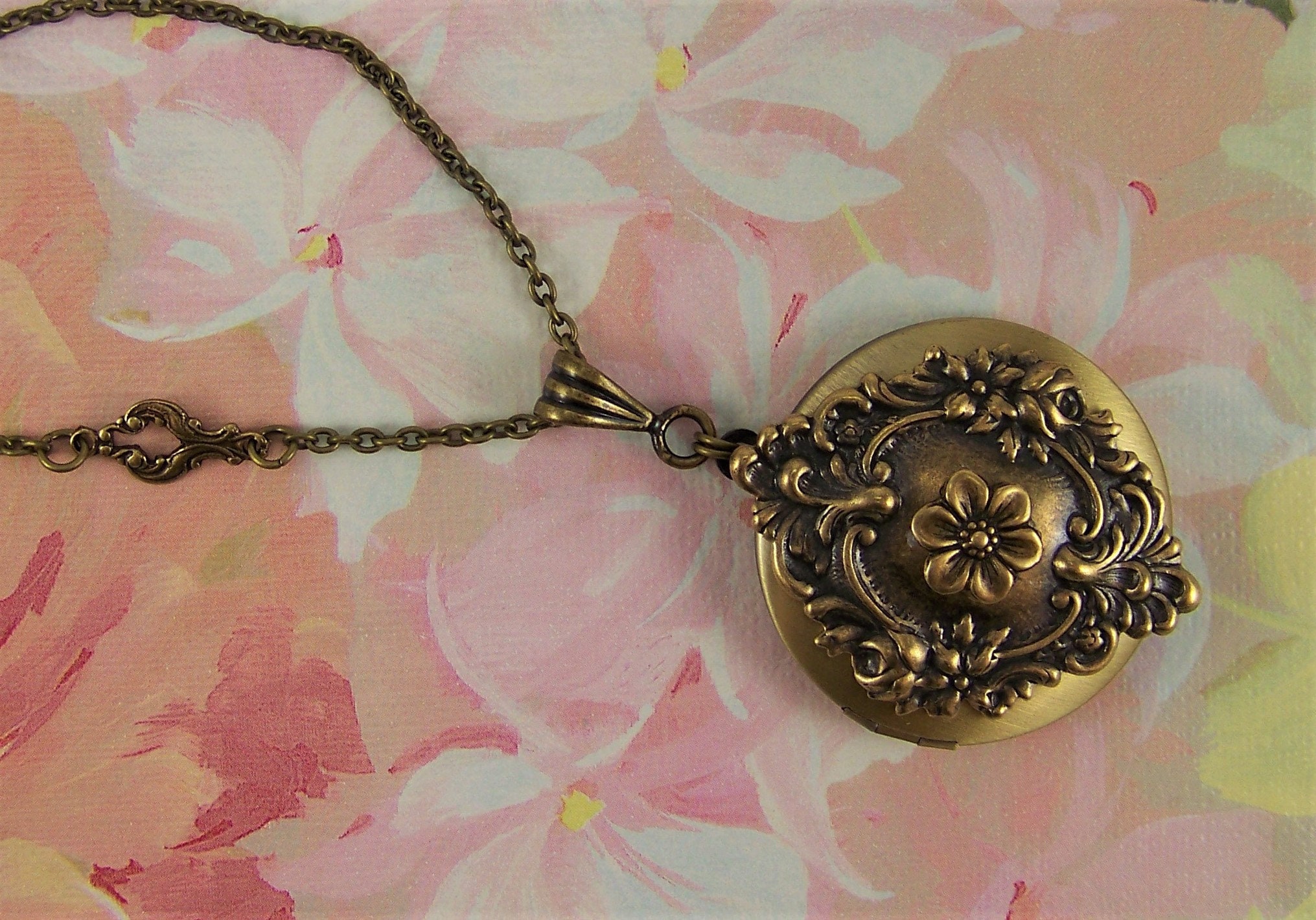 Floral Locket Forget Me Not Locket Rose Designed Locket | Etsy