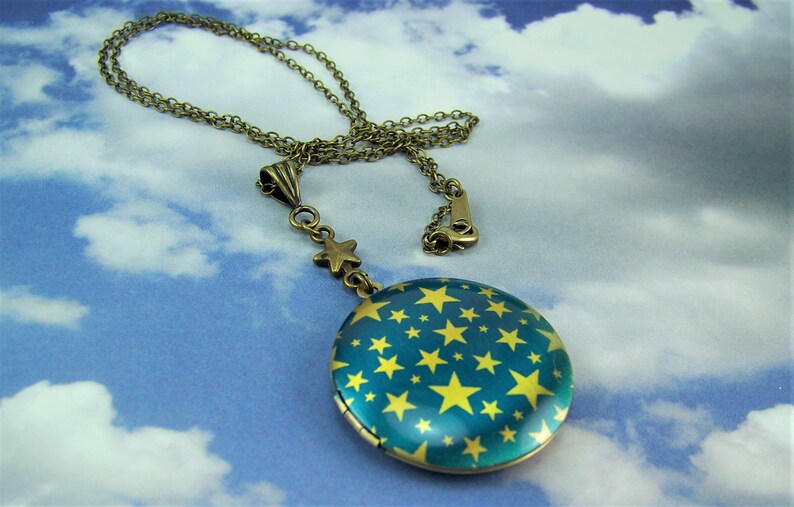 Star Locket Blue Sky Locket Celestial Locket Night Sky | Etsy