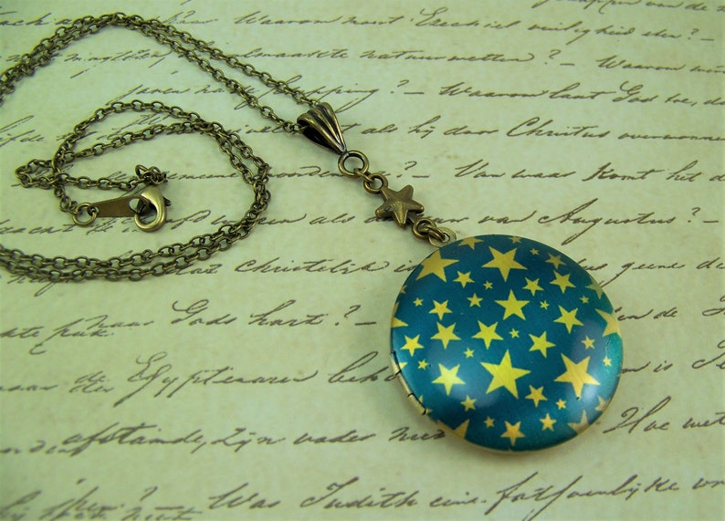Star Locket Blue Sky Locket Celestial Locket Night Sky | Etsy