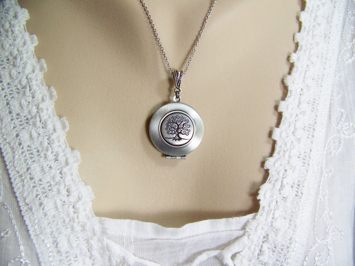 Tree of Life Locket Brushed Silver Locket Tree of Life | Etsy