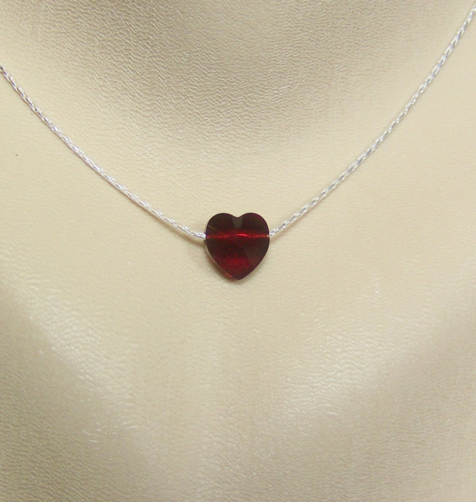 Ruby Heart Necklace Valentine Necklace Sweetheart Necklace - Etsy