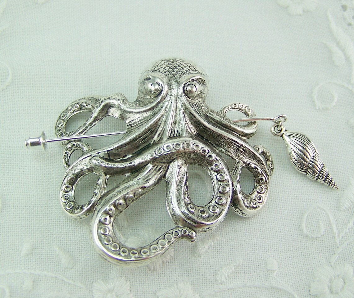 Octopus Pin Ocean Pin Octopus Shawl Pin Sarong Pin Beach | Etsy