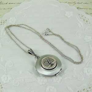 Tree of Life Locket, Brushed Silver Locket, Tree of Life Necklace, Tree ...