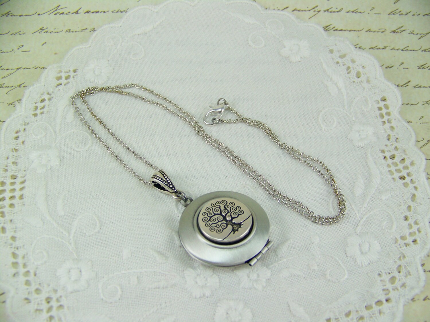 Tree of Life Locket Brushed Silver Locket Tree of Life | Etsy