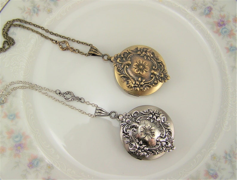 Floral Locket Forget Me Not Locket Rose Designed Locket | Etsy
