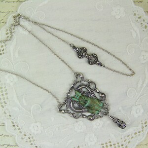 Rabbit Necklace, Bunny Necklace, Verdigris Rabbit, Filigree Necklace ...