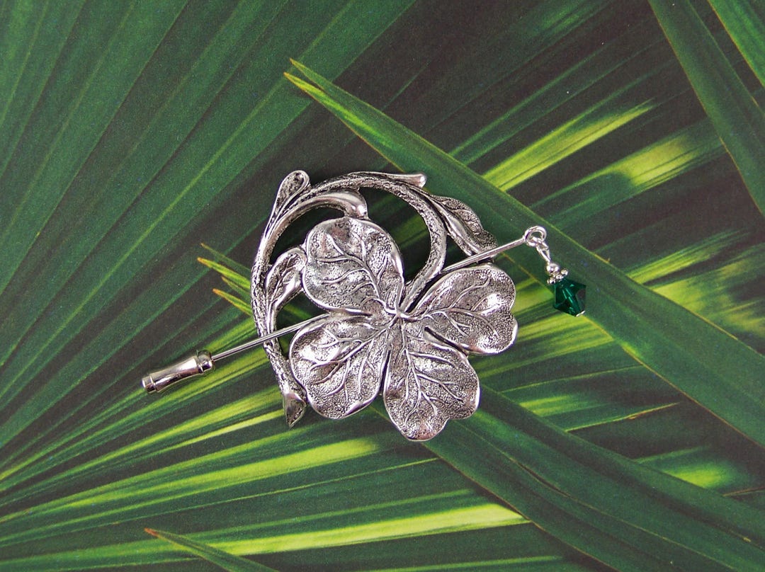 Shamrock Shawl Pin, Clover Pin, Irish Pin, Sweater Pin, Scarf Pin ...