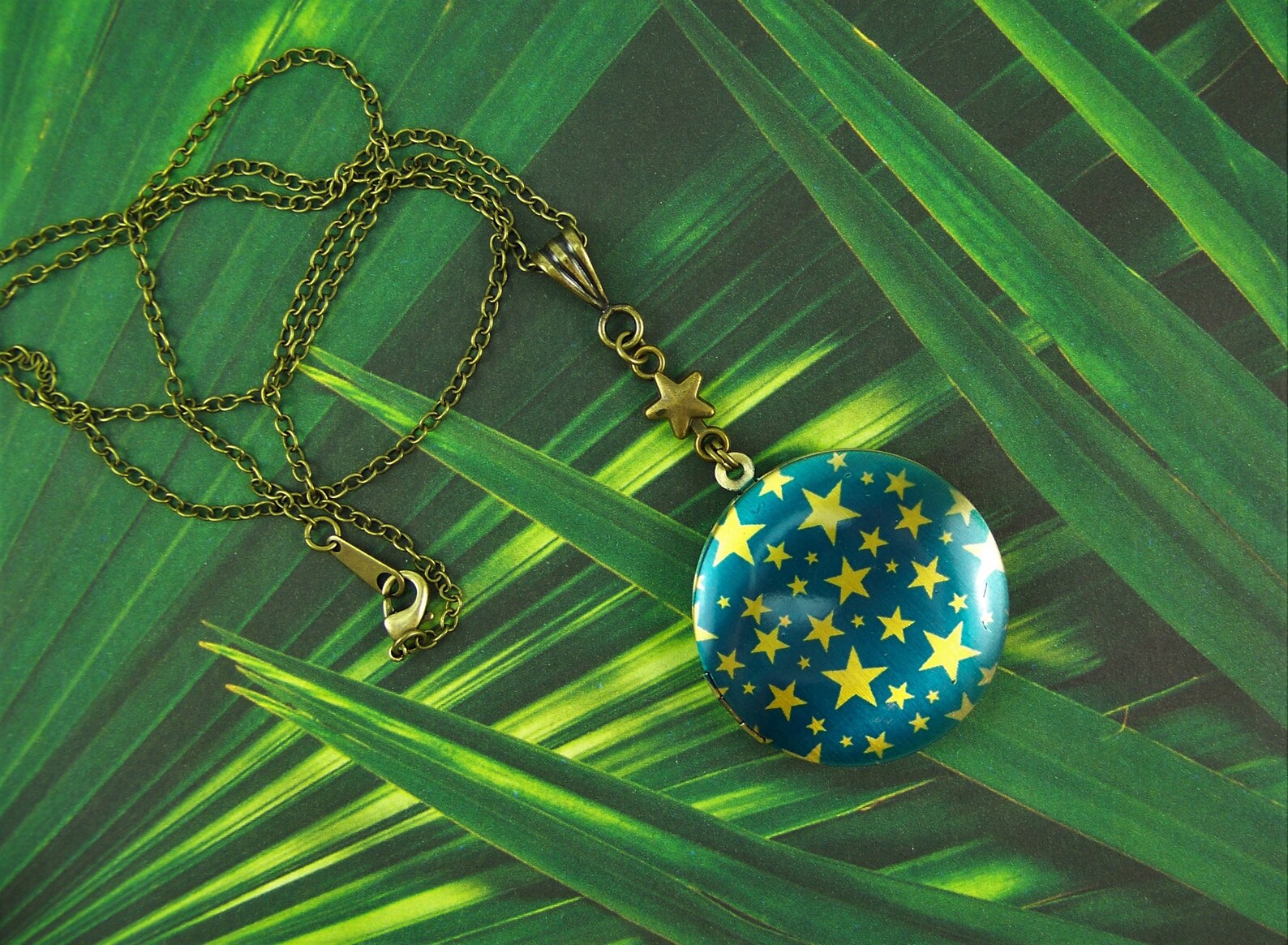 Star Locket Blue Sky Locket Celestial Locket Night Sky | Etsy