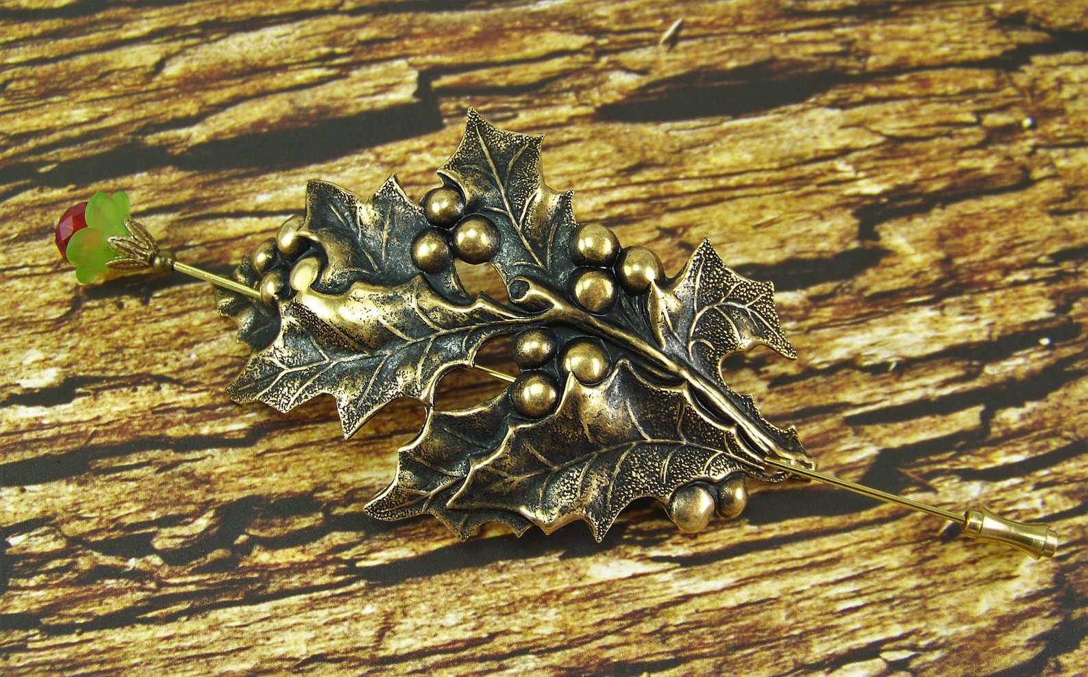 Holly Leaf Pin Holly Sprig Holly Pin Shawl Pin Scarf Pin - Etsy