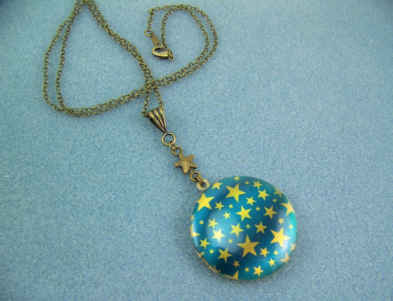 Star Locket Blue Sky Locket Celestial Locket Night Sky - Etsy