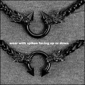 Black Hellhound Discreet Day Collar, Black Viking Braid Chain, Spike ...
