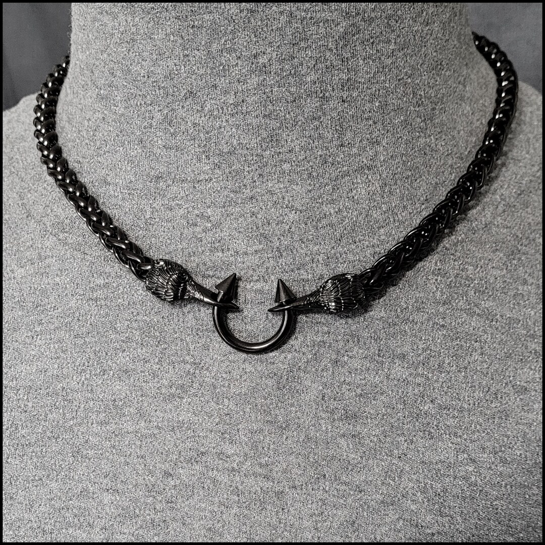 Hell's Ravens Discreet Locking Day Collar, Black Viking Braid Chain ...