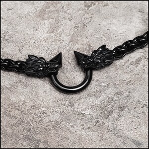 Black Hellhound Discreet Day Collar, Black Viking Braid Chain, Spike ...