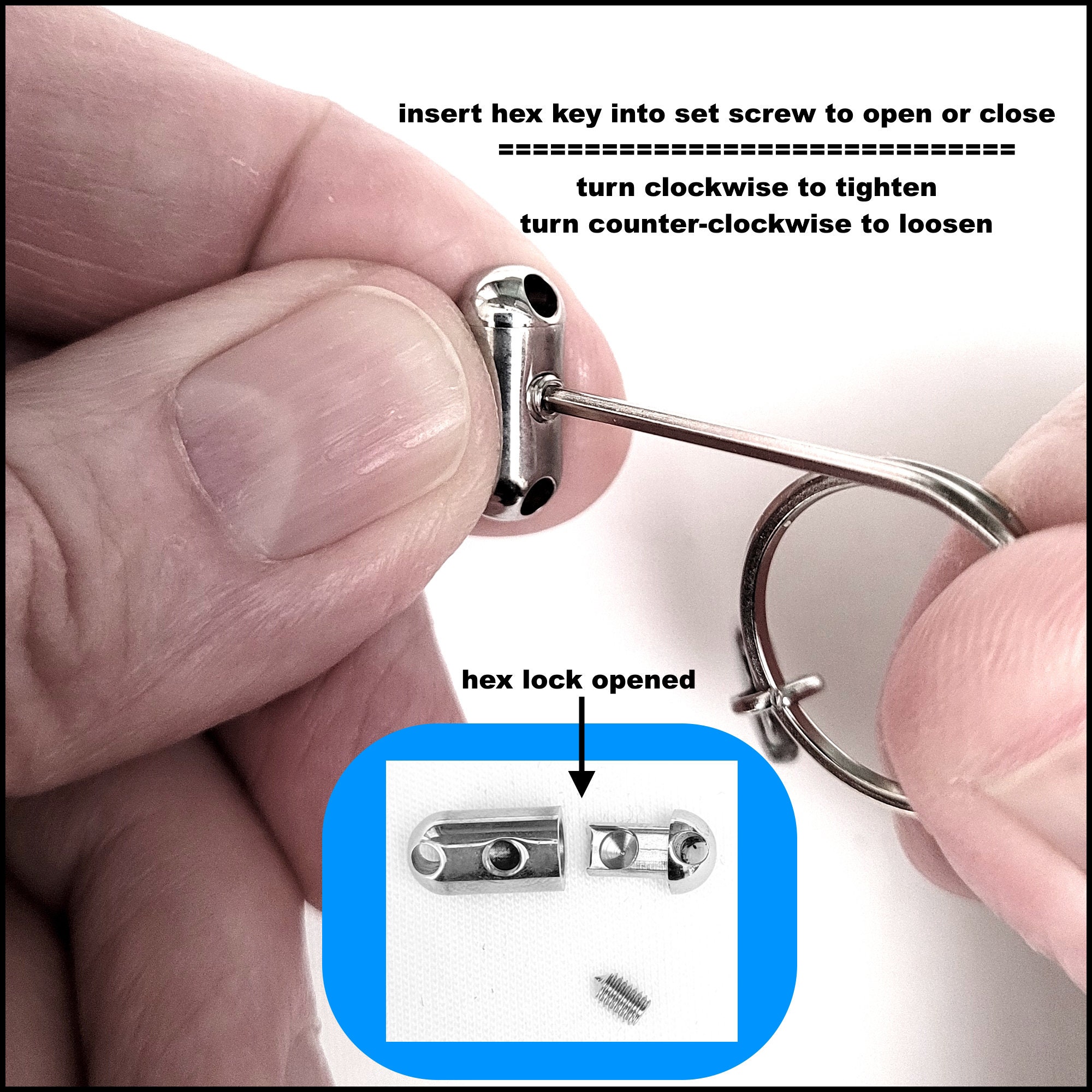 Stainless Steel Hex Lock Attached to the Necklace You Order - Only Sold ...